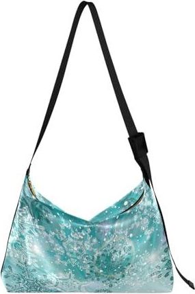 Mnsruu Sac à bandoulière en cuir pour femme - Argenté, bleu sarcelle, turquoise, flocons de neige, sac à main de Noël, sac à bandoulière, Multicolore 29, Tai