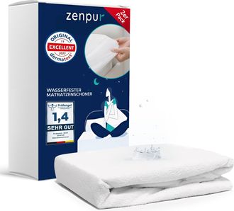 ZenPur Coprimaterasso, Prodotto nellUE, Certificato Oeko-TEX Standard 100, in Cotone, Impermeabile e Durevole, Protezione e Comfort in UNO (90 x 200 cm, 2 Pa