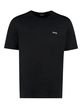 Ermenegildo Zegna T-Shirt mit Logo-Stickerei - Schwarz