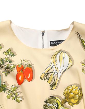 Dolce & Gabbana Vegetable-Print Silk Dress - Beige