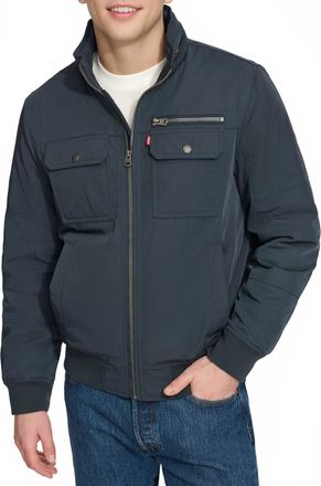 Levi's Herren Mens Stand Collar Utility Bomber Jacke, Marineblau, L