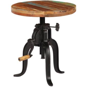 vidaXL Vidaxl - Table dappoint en bois de r&eacute;cup&eacute;ration 45x (45-62) cm - Hauteur r&eacute;glable - Pieds en fonte pour stabilit&eacute; - Finition polie et laqu&eacute;e