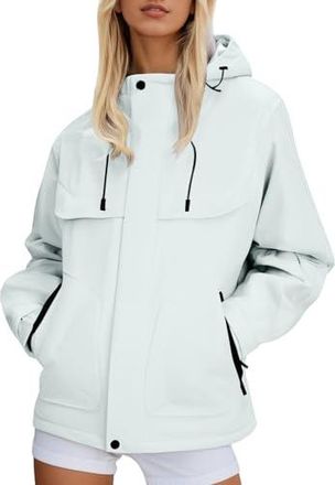 Generic Vestes longues et l&eacute;g&egrave;res pour femmes, veste softshell doubl&eacute;e en polaire, coupe-vent, gris clair, 3XL