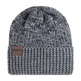 Knit Factory Bonnet Sally - Bonnet Femme et Homme - Beanie Hiver - Bonnet Chaud - Bonnet tricot&eacute; - Grosses Mailles - Anthracite/Gris - One Size - 30% Laine, 70% Ac