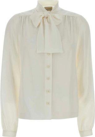 Valentino Garavani Femme, Blouses et Chemises, Blanc, Taille: 38 FR Crepe De Chine Shirt