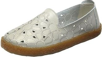 Generic Flache Mokassins für Damen, lässige und Bequeme Slip-on-Loafer, Bootsschuhe für drinnen und draußen, lässige Sneakers, Ballettschuhe,Hollow Gray,39 EU