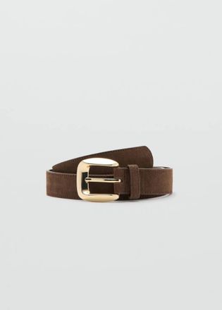 Mango Ceinture en daim avec boucle carr&eacute;e marron - Femme - XL - MANGO