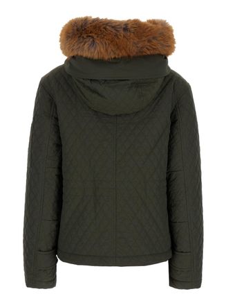 Burberry Womens Green Quilted Jacket With Ekd Logo Detail Polyamide Coat