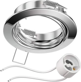 LEDs Com Decken-Einbaurahmen FERE Einbaurahmen chrom schwenkbar (LED/Halogen/GU10/MR16/PAR16/50mm) inkl. GU10 Fassung