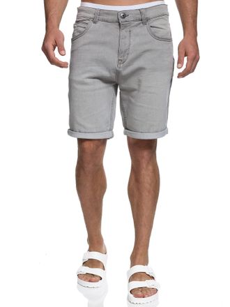 Indicode Herren Lonar Jeans Shorts mit 5 Taschen | Herrenshorts Used Look für Männer Lt Grey, XXL