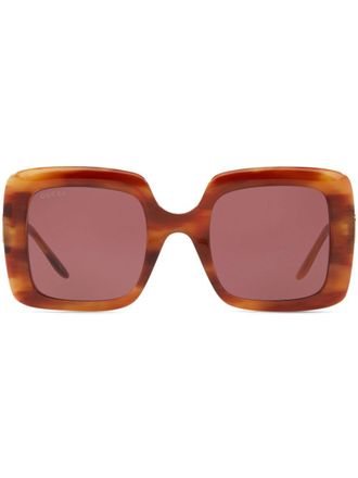 Gucci lunettes de soleil &agrave; monture carr&eacute;e oversize - Marron