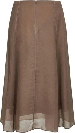 Brunello Cucinelli Femme, Jupes, Brun, Taille: 38 FR Rope Silk Tulle Skirt