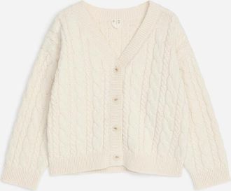 Arket Strickjacke Mit Zopfmuster -Wei&szlig;