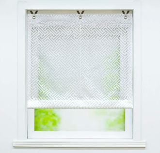 Joyswahl Voile Ösenrollo Transparenter Raffrollo mit Streifen Ausbrennerqualität »Amina« Schals Fenster Gardine mit Hakenaufhängung, Raffrollo ohne Bohren BxH 