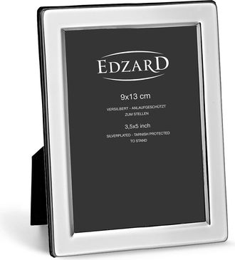 Edzard Bilderrahmen Salerno für Foto 9 x 13 cm, edel versilbert, anlaufgeschützt, mit Samtrücken, Fotorahmen zum Stellen