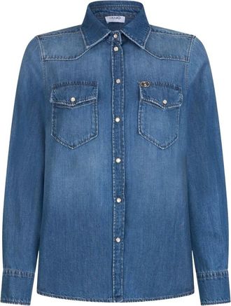 Liu Jo Femme, Blouses et Chemises, Bleu, Taille: 38 FR Camicia in denim