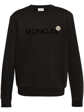 Moncler sweat en coton à logo brodé - Noir