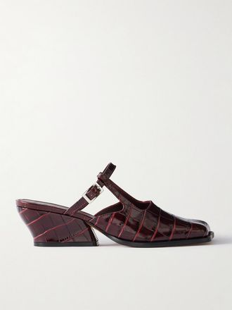 Loewe Mules En Cuir Effet Croco Onda - Bordeaux