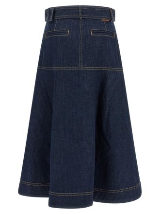Zimmermann Flared Denim Skirt - Navy