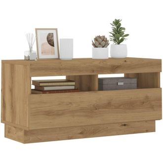 vidaXL Vidaxl - Meuble tv avec lumi&egrave;res led ch&ecirc;ne artisanal bois ding&eacute;nierie