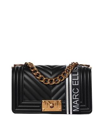 Marc Ellis Marc Ellis New York Sac à bandoulière pour femme Rubber 100% Rubber 19x11x6,5 cm, Noir et cuivre, Taille unique