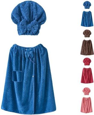 Generic Jupe de bain r&eacute;glable grande taille et bonnet &agrave; s&eacute;chage rapide, jupe de bain r&eacute;glable avec noeud, polaire corail doux et fermeture antid&eacute;rapante s&eacute;cur