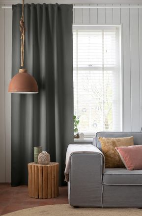 Elbersdrucke Gardinen mit verdeckten Schlaufen Schlaufenbandschal Midnight 07 grau verdunkelnd wärmeisolierend energiesparend 255 x 140 cm 198121 Verdunklungsvorha