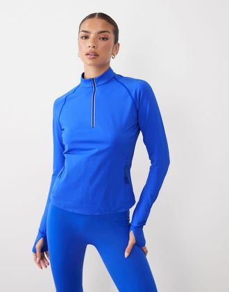 Sweaty Betty Runners High Bonded-Half-Zip-Jacke in Blau