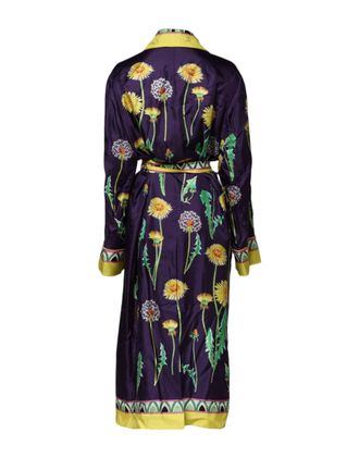 Dolce & Gabbana Floral Print Silk Robe - Navy