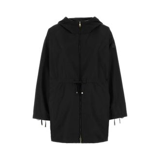 Moncler Schwarze Jacke mit Rei&szlig;verschluss und Kordelzug - - Jackets - Damen - Schwarzk - L