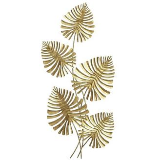 HOMCOM Wanddeko Wandbild Monstera-Wanddekoration Metallbild Wandskulptur mit handaufgetragener Folie Modern Wohnzimmer-Kunst f&uuml;r Schlafzimmer