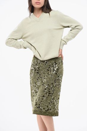 Maison Margiela MM4 MM14 Einfarbiger Kaschmirpullover mit V-Ausschnitt Maison Margiela
