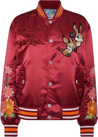 Philipp Plein veste bomber en satin &agrave; broderies - Rouge