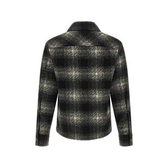Moncler Mens Shirt Black-Grey Wool Blend Polyester Black/grey