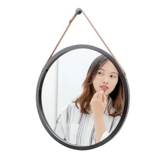 Generic Spiegel Runder Spiegel Wandspiegel zum Aufh&auml;ngen Verzerrungsfreie Reflexion f&uuml;r Badezimmer Flur Schlafzimmer Wohnzimmer(Black,38 cm)