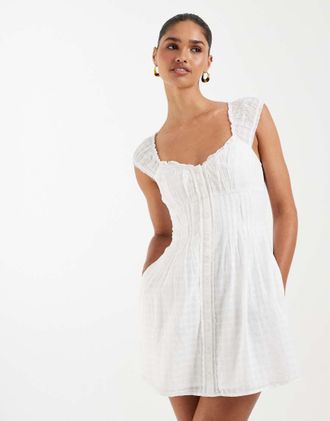 Hollister Minikleid im Milchm&auml;dchen-Stil in Wei&szlig; mit integrierten Shorts