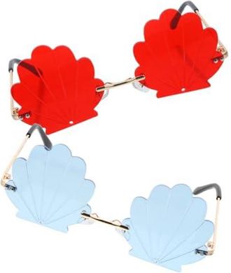 Hemobllo 2 paires Lunettes de Soleil sans Monture à Motif Coquillage pour Femme Protection UV Style Vacances Plage et Mode Urbaine