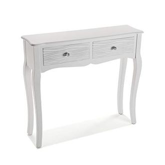 VERSA Avery Meuble dEntrée Étroit pour Entrée ou Couloir, Table Console, avec 2 tiroirs, Dimensions (H x l x L) 80 x 25 x 90 cm, Bois, Couleur: Blanc