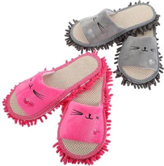 UPKOCH 2 paires Pantoufles Mop Slippers Réutilisables Lot de Chaussures de Nettoyage Antidérapantes et Confortables Semelle Microfibre Lavable pour Sols