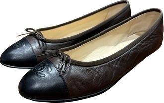 Chanel Black Leather Ballet Flats Size 40.5