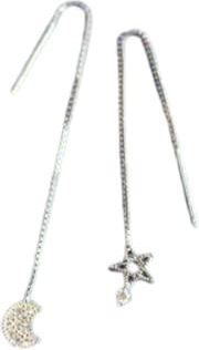 Generic Zircon Moon Star Box Chain Long Tassel Ear Line Luxury Pearl Drop Boucles doreillesOp&eacute;ration Facile