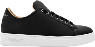 Philipp Plein Homme, Chaussures, Noir, Taille: 38 EU Leather Lo-Top Baskets Skull and Plein