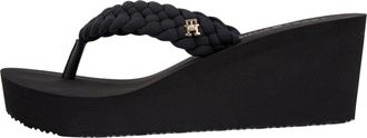 Tommy Hilfiger Damen Th Wedge Braided Summer Sandal Fw0fw09198 Zehentrenner, Black (Black), 42 EU