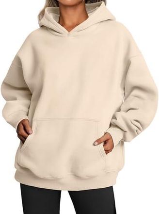 Generic Sweat &agrave; capuche dhiver pour femme, grande taille, doublure en polaire, chandail &agrave; capuche confortable, v&ecirc;tements dhiver, abricot, XL
