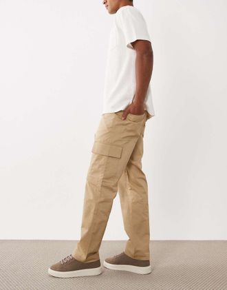 Mango Pantalon cargo droit en coton - Beige-Neutre