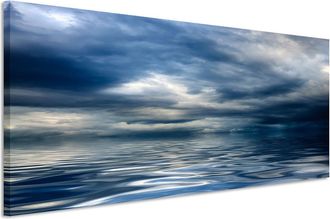 Paul Sinus Art 150x50cm Leinwandbild auf Keilrahmen Meer Wolken Wandbild auf Leinwand als Panorama
