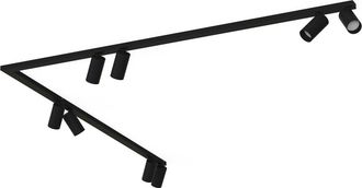 Licht-Erlebnisse Deckenspot groß 300 cm lang XXL 90°-Winkel 8-flammig GU10 Schwarz schwenkbar verstellbar Wohnzimmer Deckenstrahler Deckenleuchte Küche