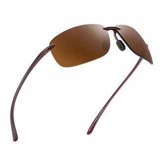 JIM HALO Lunettes de Soleil Sport pour Homme Femme Cadre Incassable TR90 Sans Monture pour Courir P&ecirc;che Baseball Conduite Marron
