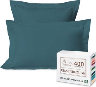 Pizuna 400 Fadenzahl Baumwolle Oxford Kissenbezug 50 X 75 Pfauenblau, 2-teilig 100% langstapelige Baumwolle weiche Mako-Satin weben luxuri&ouml;s Nur Kissenbezug 