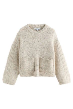 Next Rundhalspullover Boucl&eacute;-Rundhalspullover mit Wolle (1-tlg)